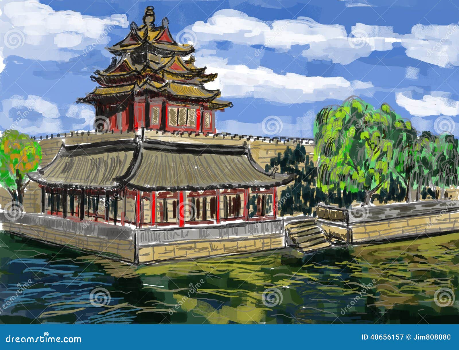 Forbidden City Zhongshan Imperial Ancestral Temple Park China Vector ...