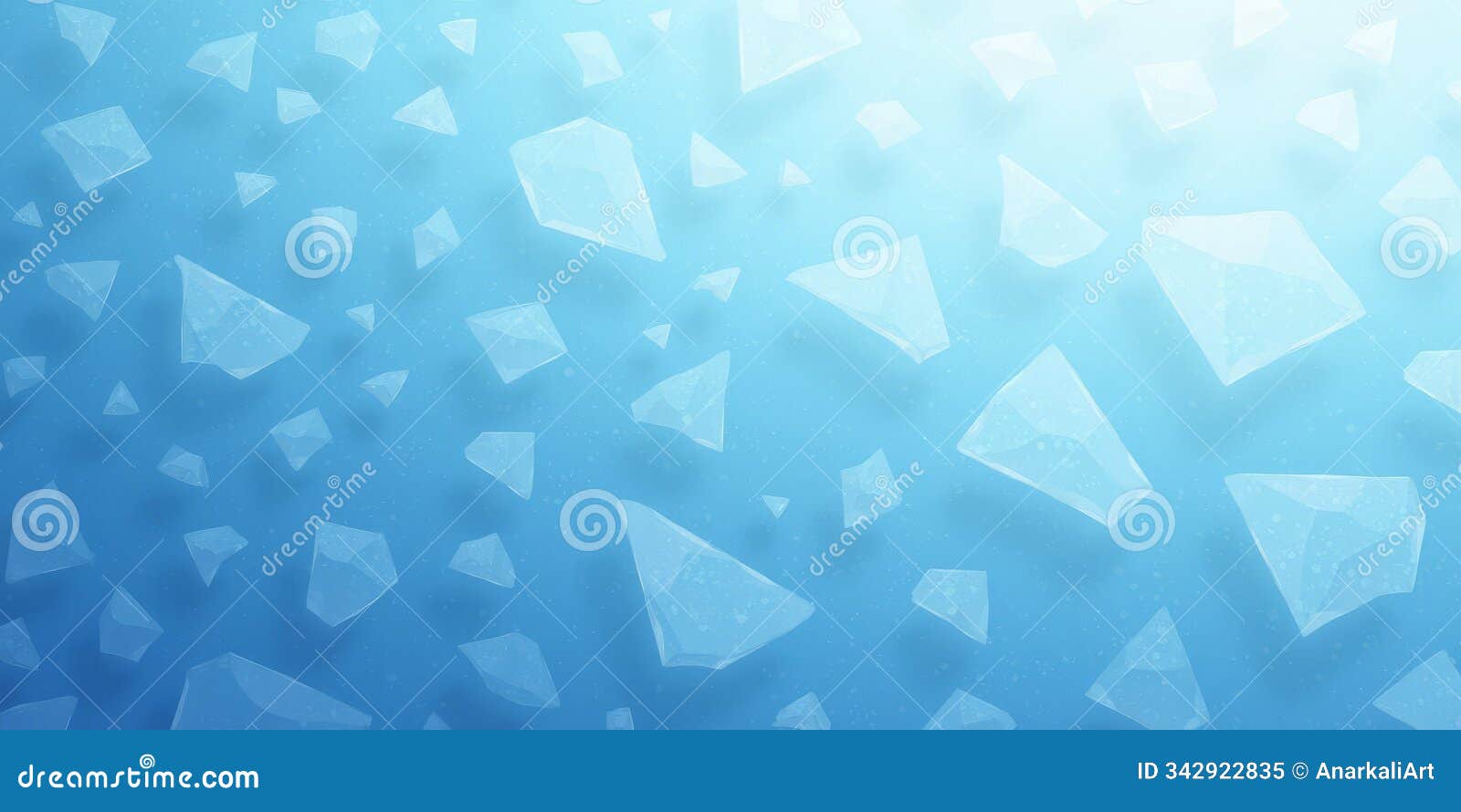 Background of Floating Transparent Ice Crystals in Gradient Blue Stock ...
