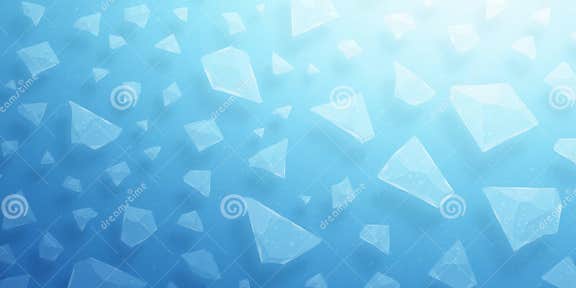 Background of Floating Transparent Ice Crystals in Gradient Blue Stock ...