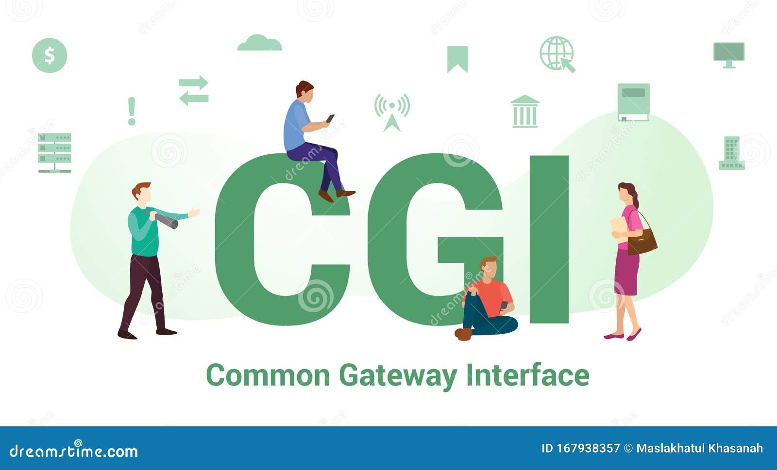 Cgi Common Gateway Interface Concept With Big Word Or Text And Team People With Modern Flat