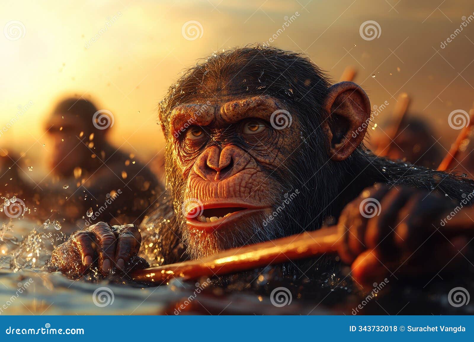 CGI Depiction of Climate Changes Impact on Evolution Stock Illustration ...