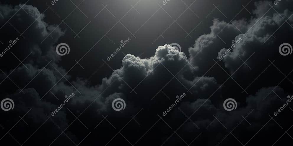 Dramatic Sky with Thick Dark Clouds Illuminated by a Bright Sunbeam, Creating a Stark Contrast ...