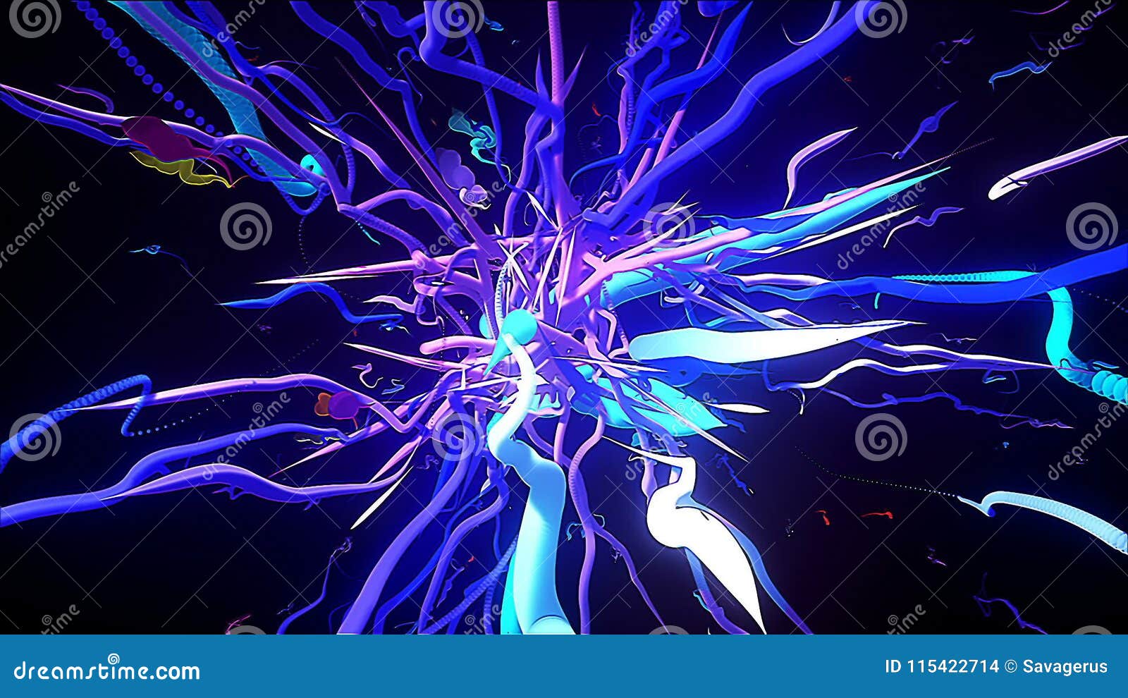Abstract CGI Motion Graphics with Multicolored Lines Stock Illustration ...