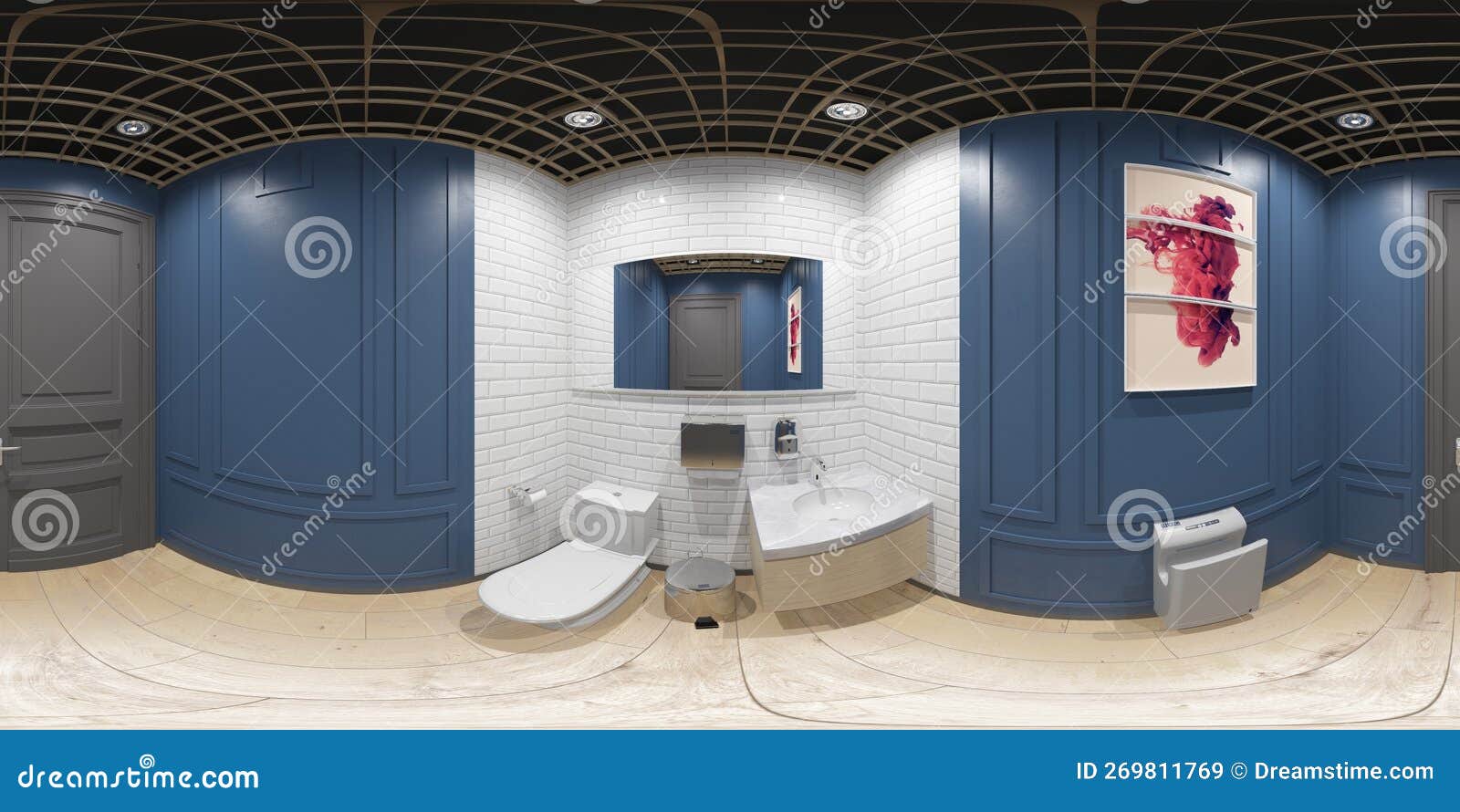 CGI Panorama of the Toilet Interior in a Modern Style. 3D Visualization ...