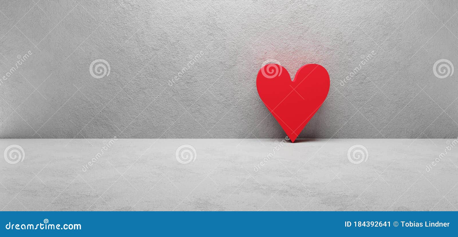 Cgi Render Illustration of Red Heart Laying at a White Concrete Wall ...