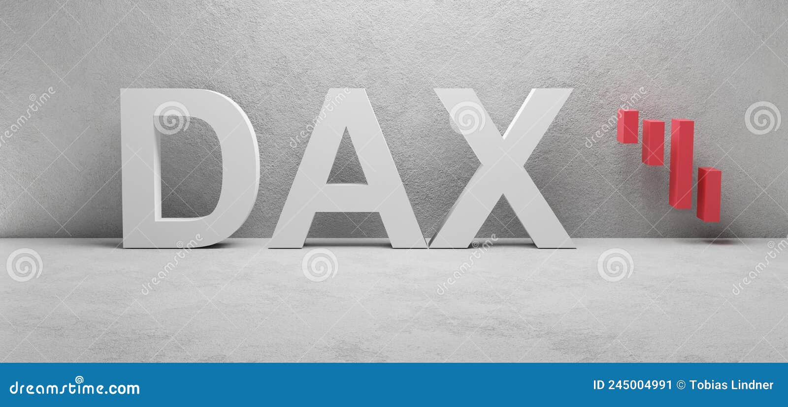 Cgi Render Image of the Word DAX with Red Decreasing Candle Sticks ...