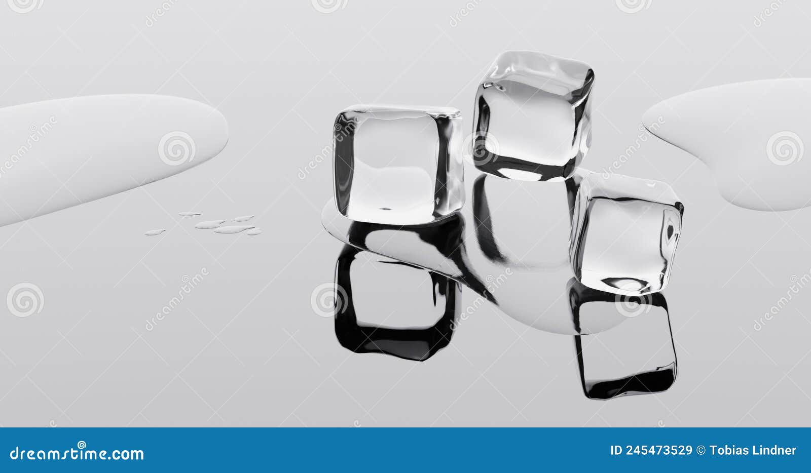 Cgi Render Image of Ice Cubes on Mirror Surface Stock Image - Image of ...