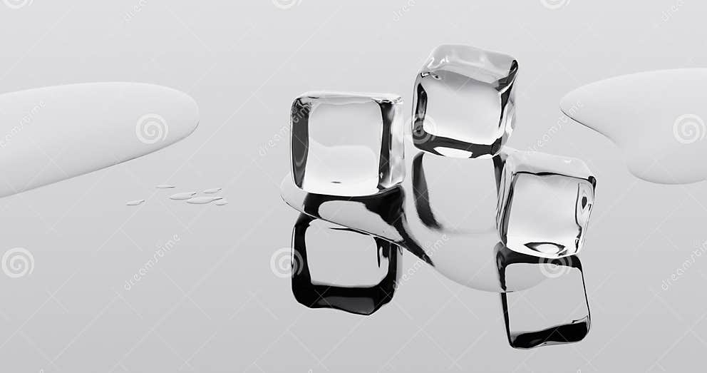 Cgi Render Image of Ice Cubes on Mirror Surface Stock Image - Image of ...