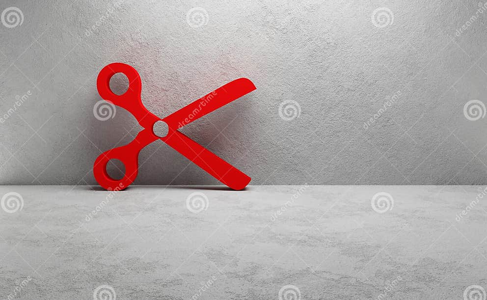 Cgi Render Image of Red Scissors Cutting Stock Image - Image of brand ...