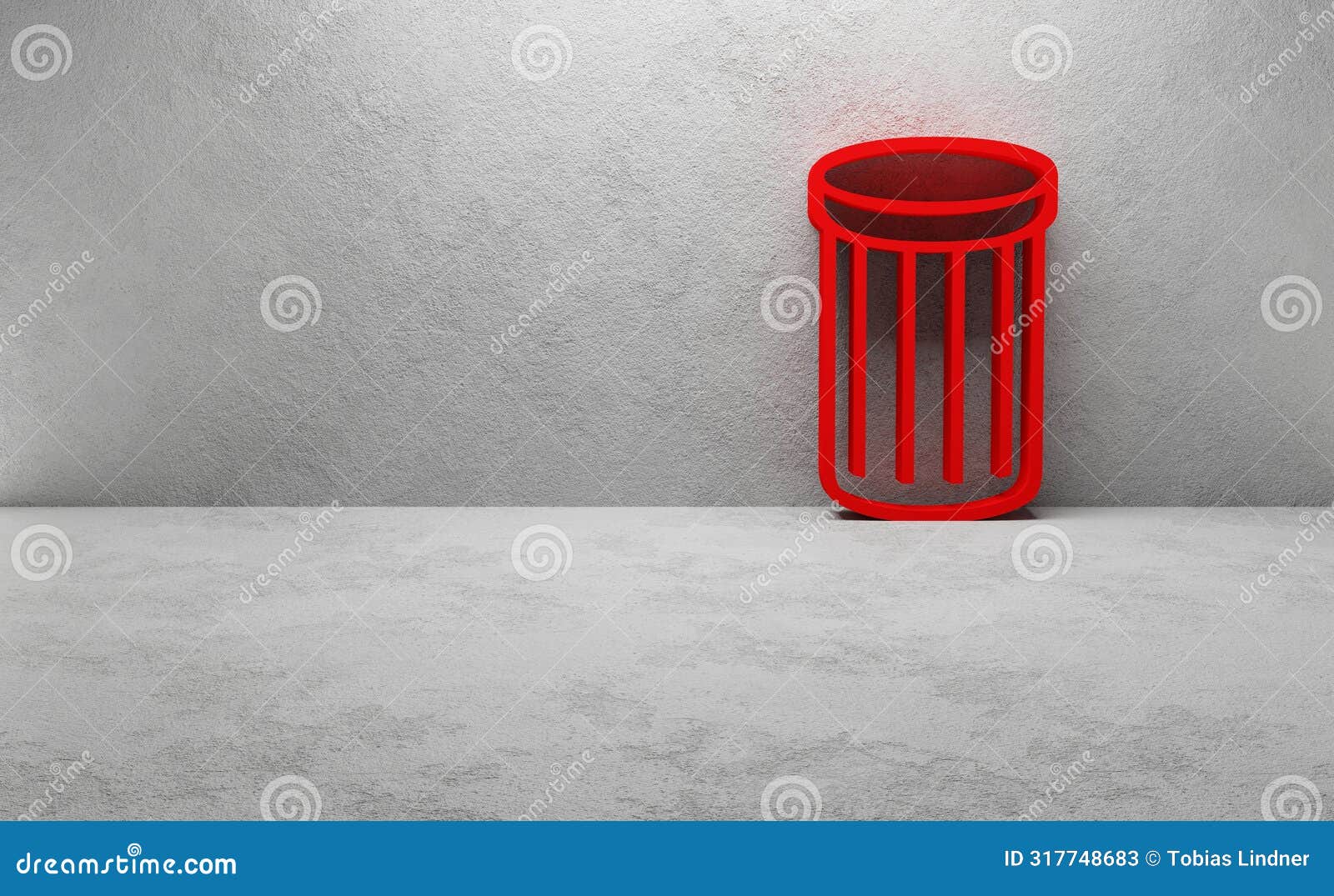 Cgi Render Image of Red Trash Can Stock Image - Image of concrete ...