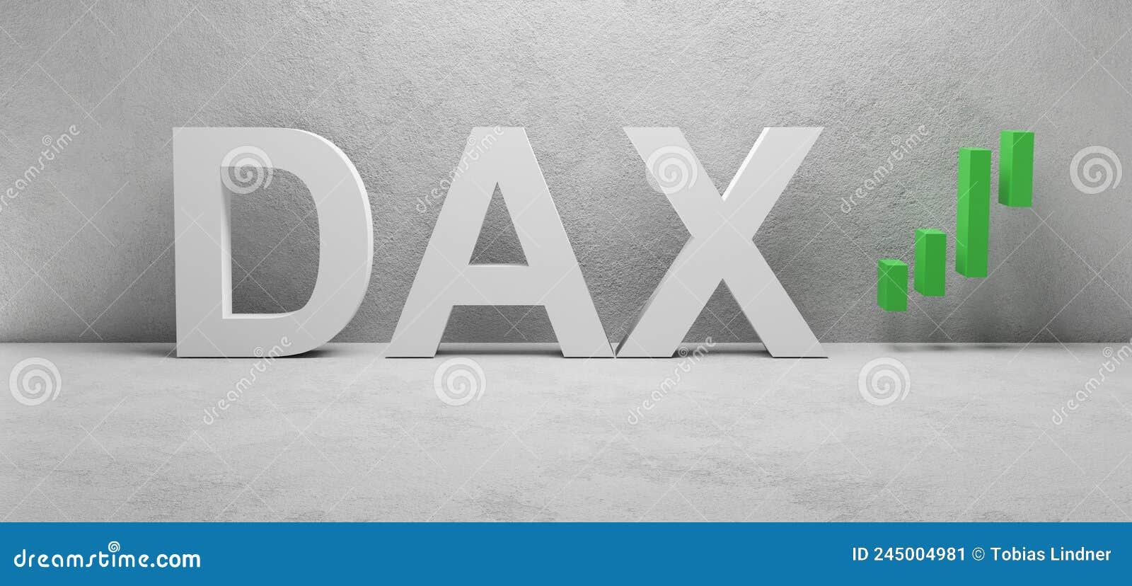 Cgi Render Image of the Word DAX with Green Increasing Candle Sticks ...