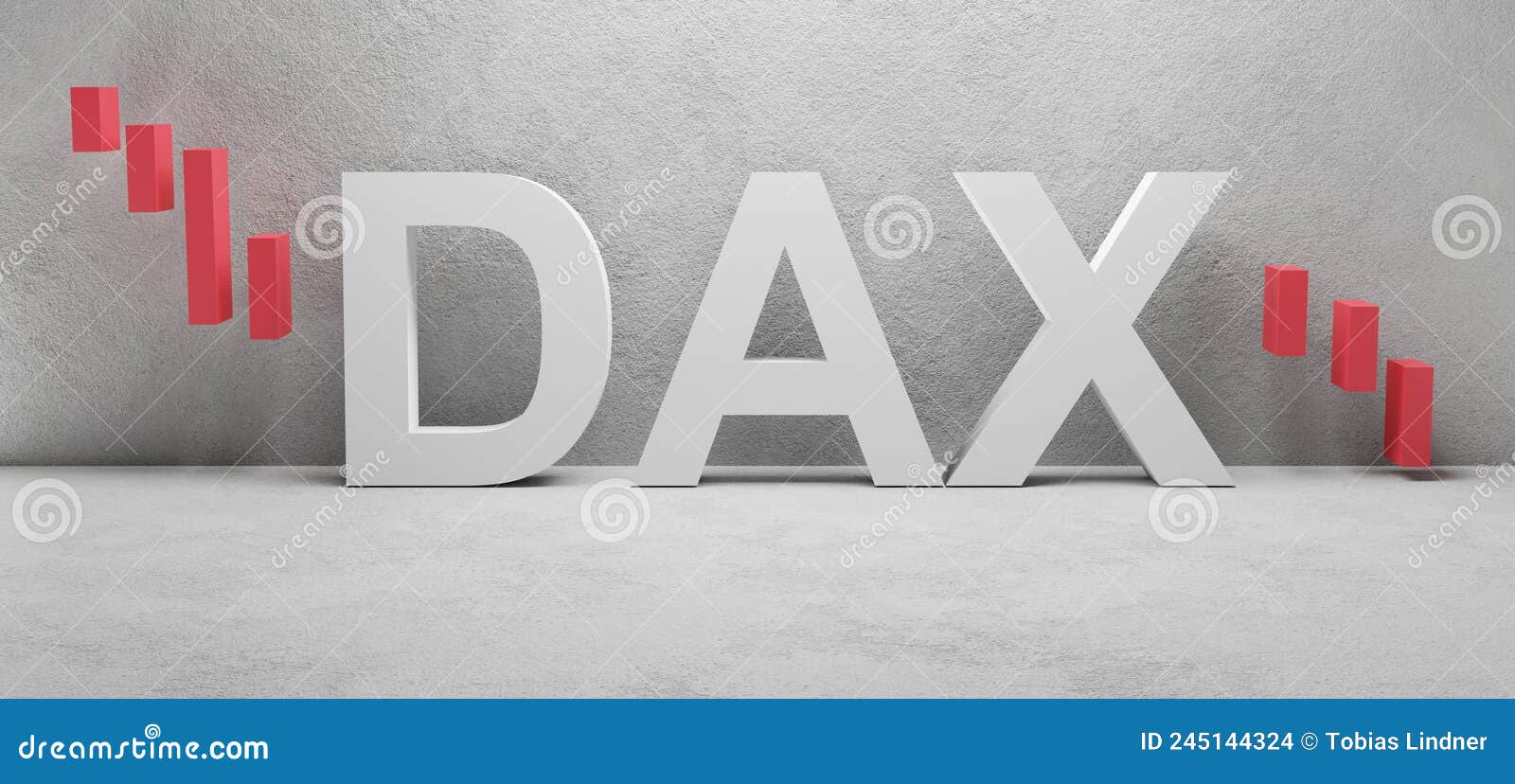 Cgi Render Image of the Word DAX with Red Decreasing Candle Sticks ...
