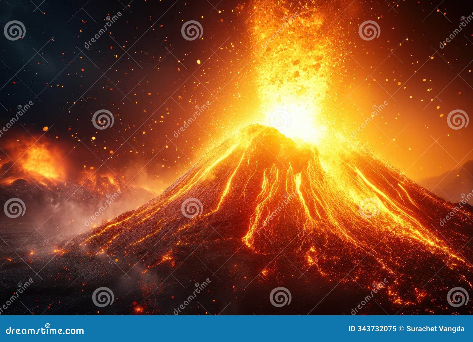 CGI Visualization of Earths Volcanic Formation Stock Illustration ...