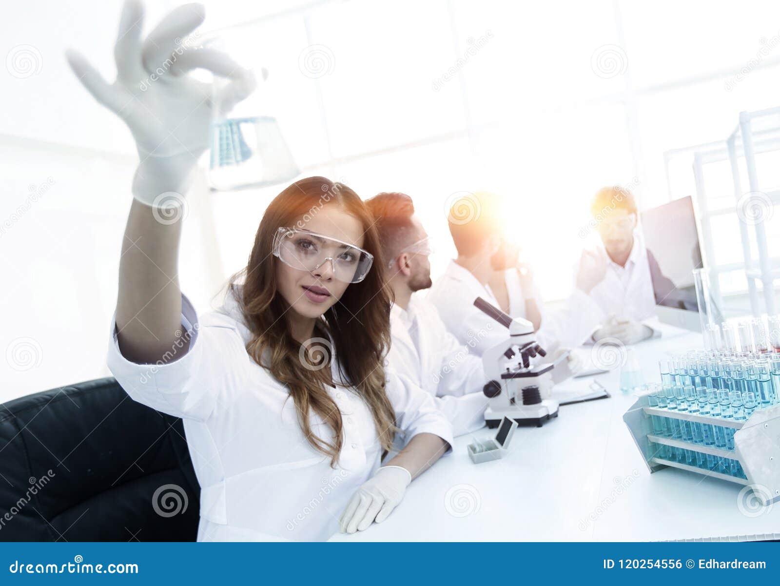 Group of Creative Scientists Working in a Laboratory. Stock Photo ...