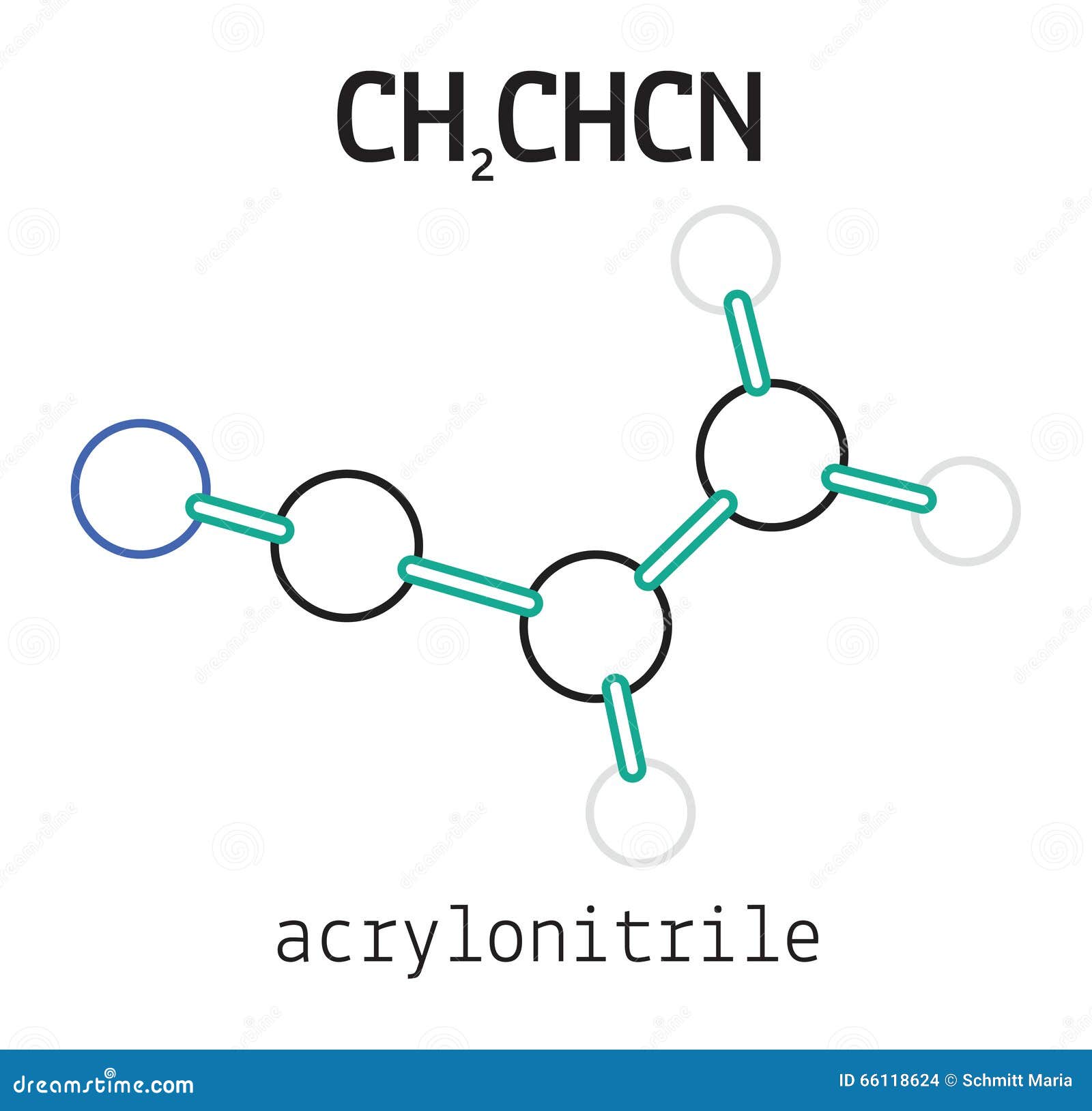 CH2CHCN Acrylonitrile Molecule Stock Vector - Illustration of science ...