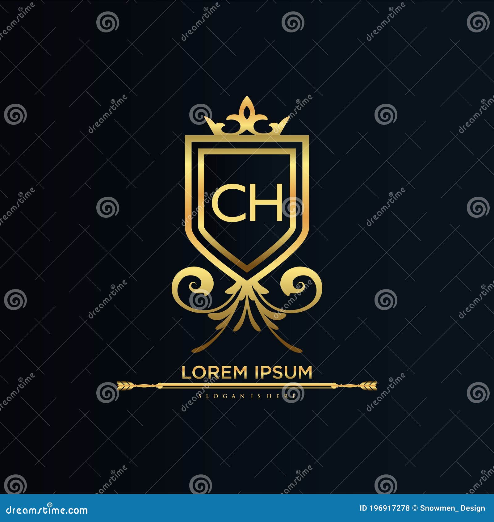 CH Letter Initial with Royal Template.elegant with Crown Logo Vector ...