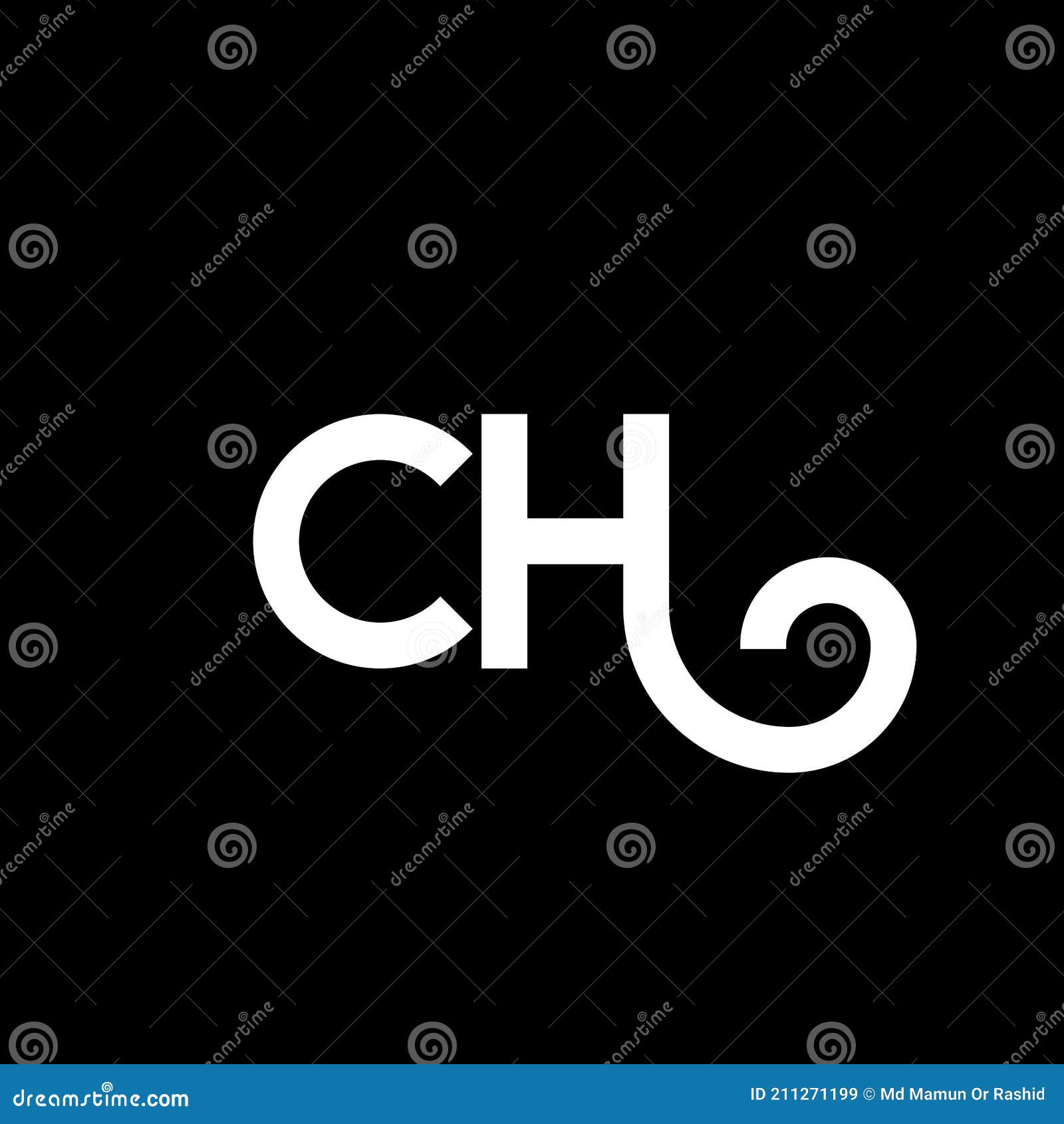 CH Letter Logo Design on Black Background. CH Creative Initials Letter ...