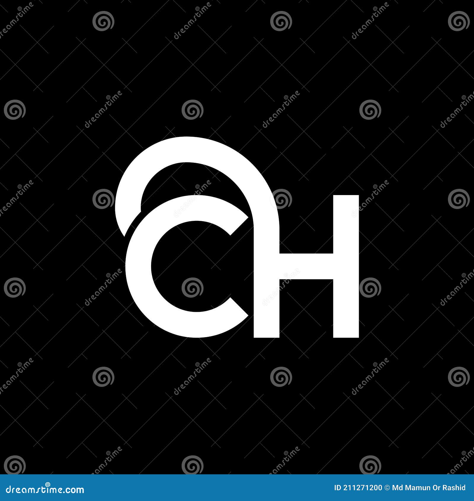 CH Letter Logo Design on Black Background. CH Creative Initials Letter ...