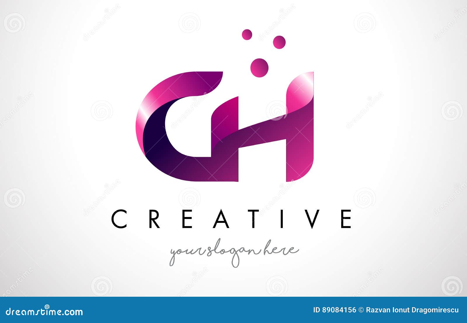 CH Letter Logo Design with Purple Colors and Dots Stock Vector ...