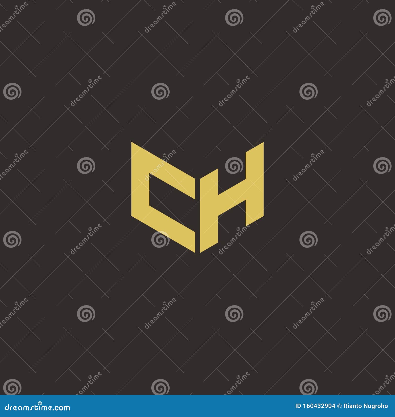 CH Logo Letter Initial Logo Designs Template with Gold and Black ...