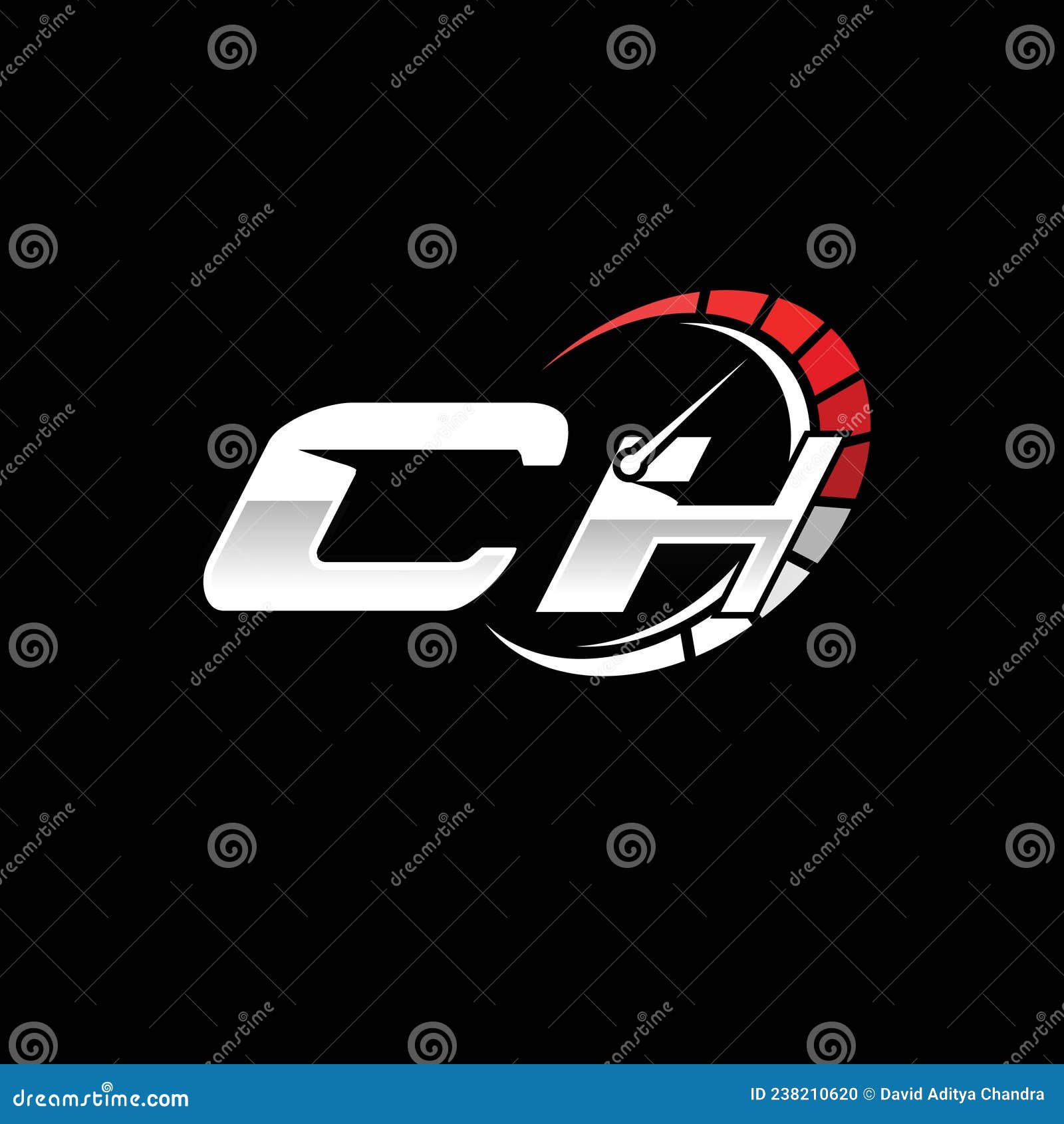 CH Logo Letter Speed Meter Racing Style Stock Vector - Illustration of ...