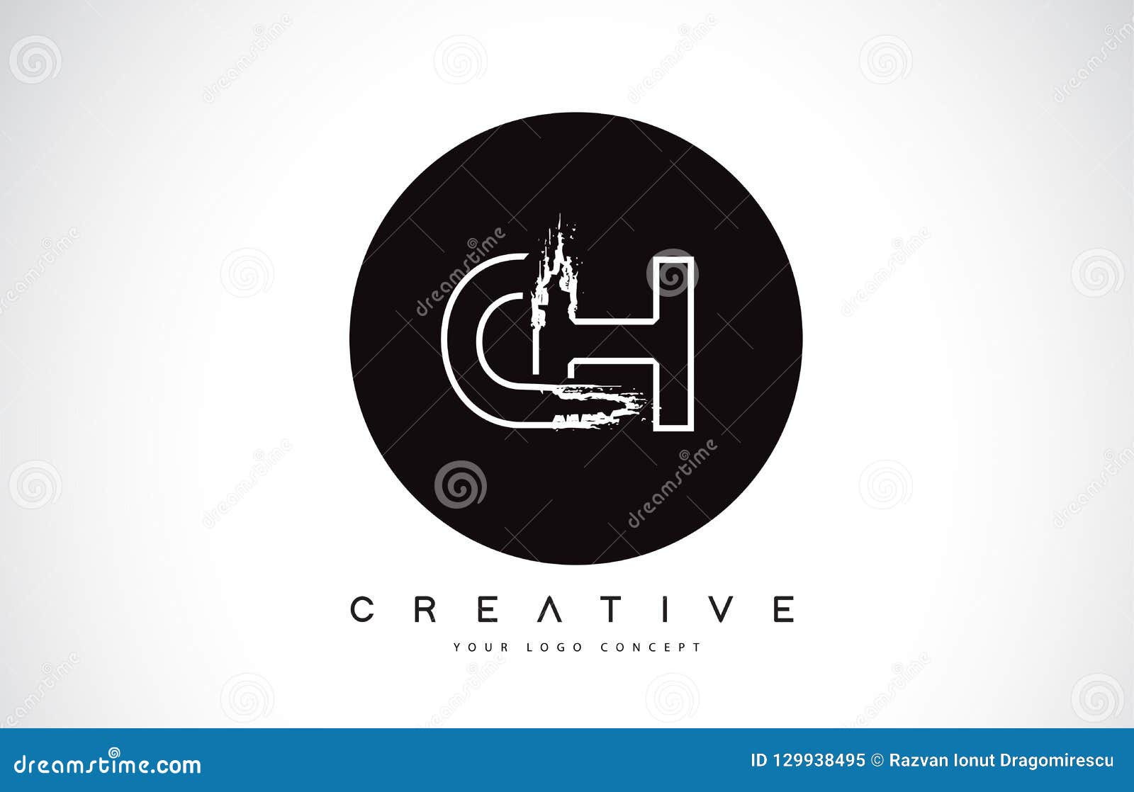 CH Modern Leter Logo Design with Black and White Monogram. Creative ...