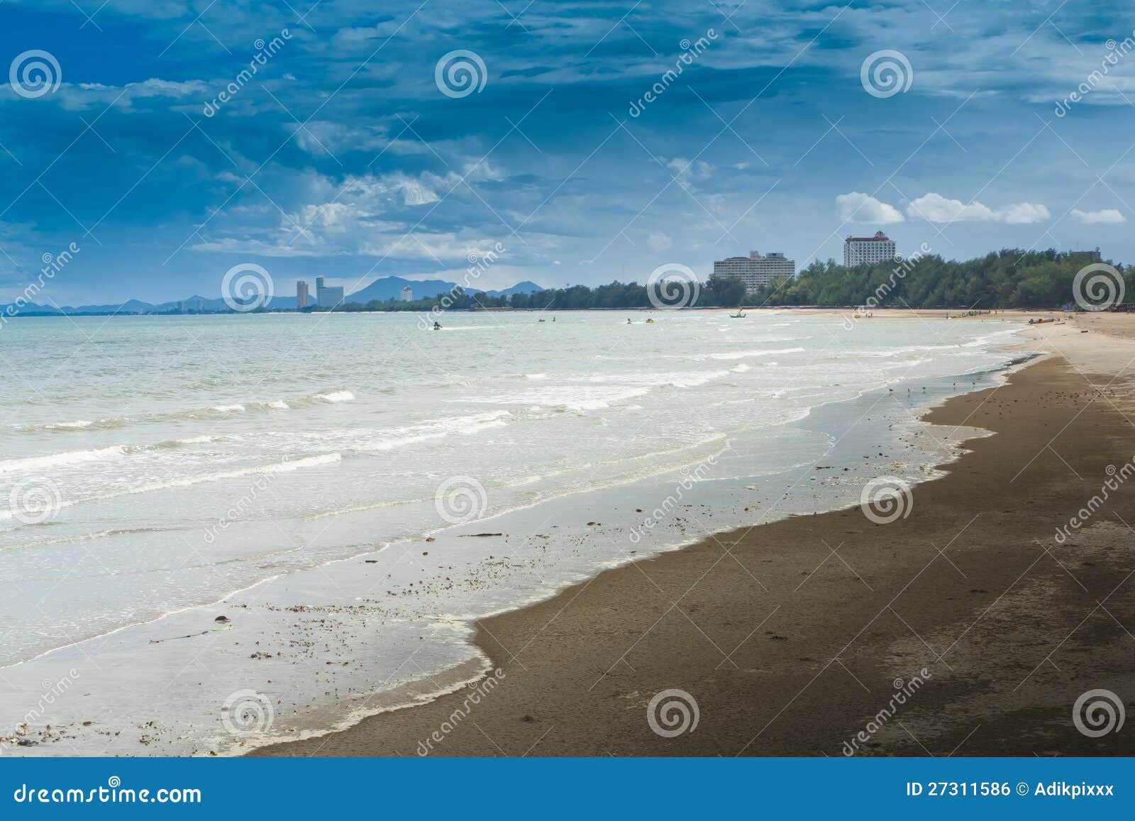 Cha-am Beach. stock photo. Image of marine, boat, life - 27311586