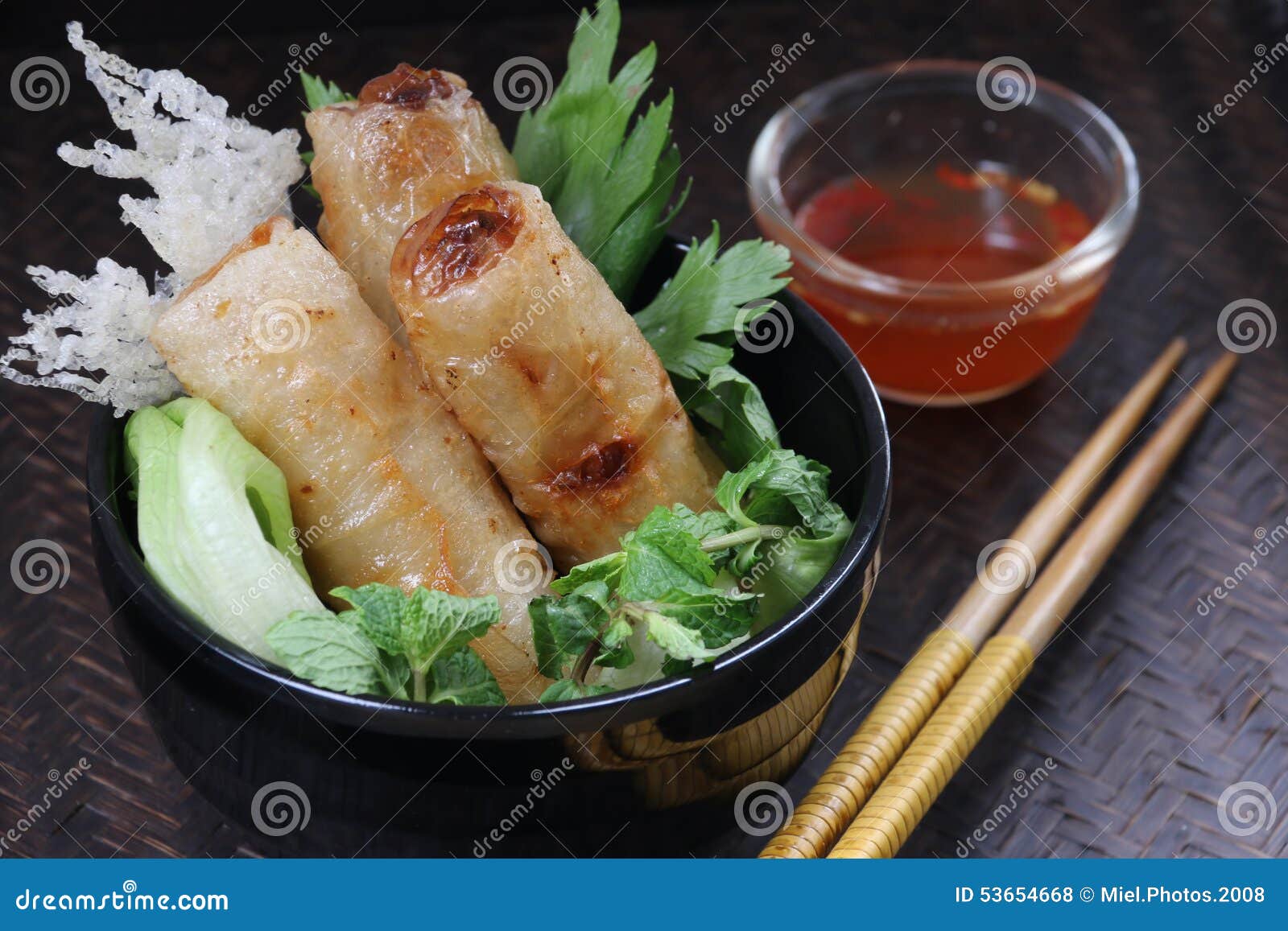 Cha Gio stock photo. Image of mint, chopsticks, chili - 53654668