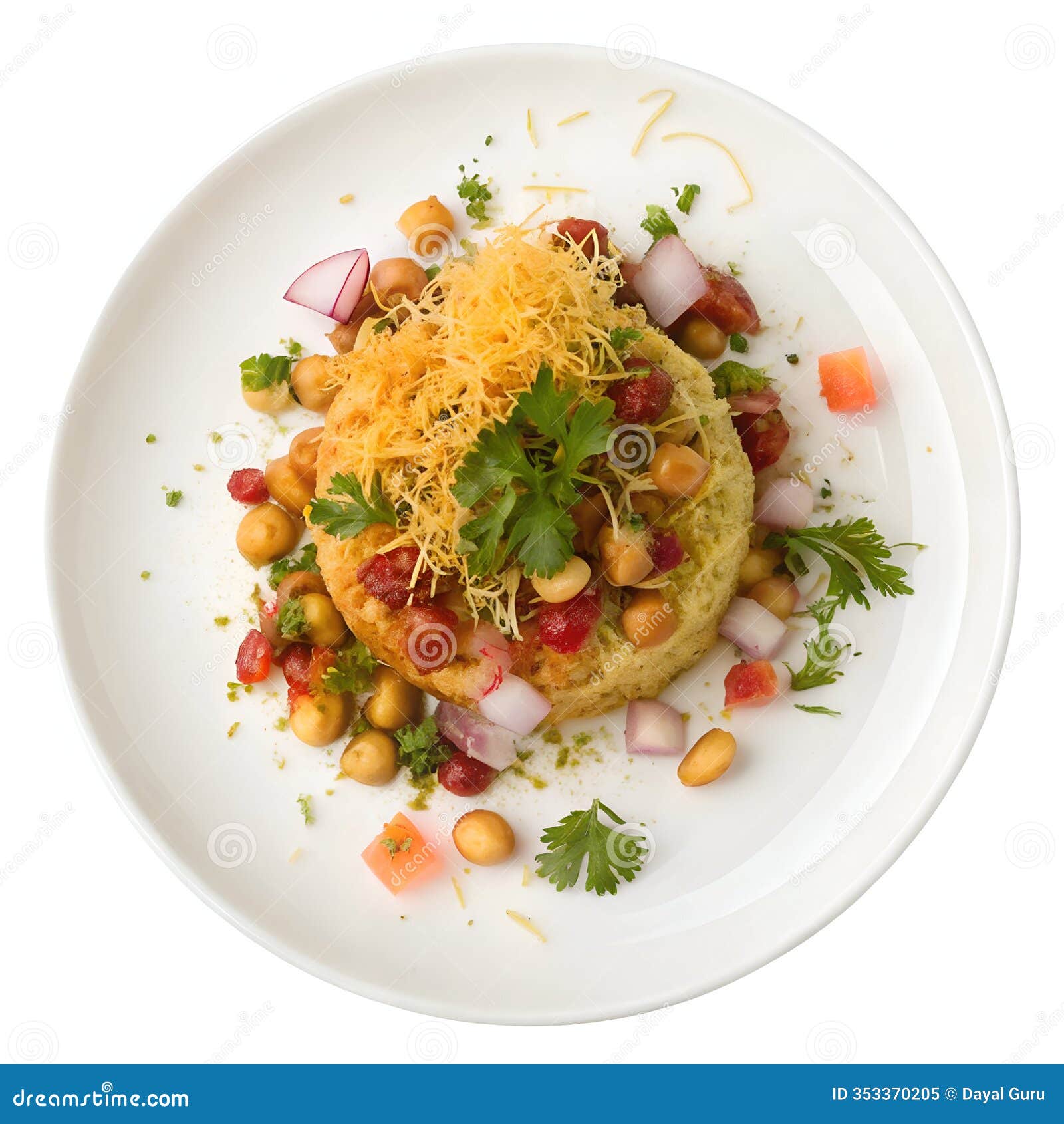 Chaat On White Plate Top View Isolated On White Background Royalty-Free ...