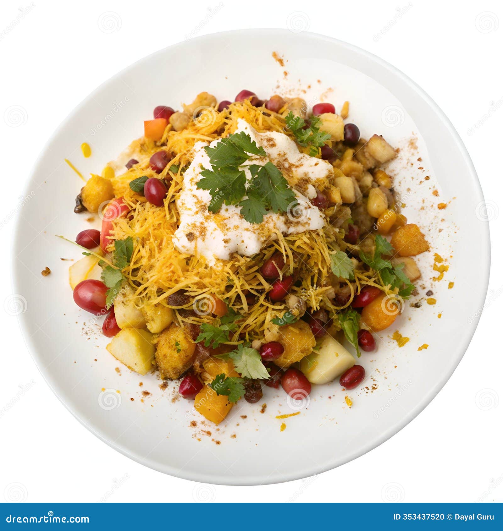 Chaat On White Plate Top View Isolated On White Background Royalty-Free ...