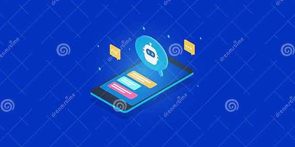 Chabot - Artificial Intelligence Robot Icon with Message on Isometric ...