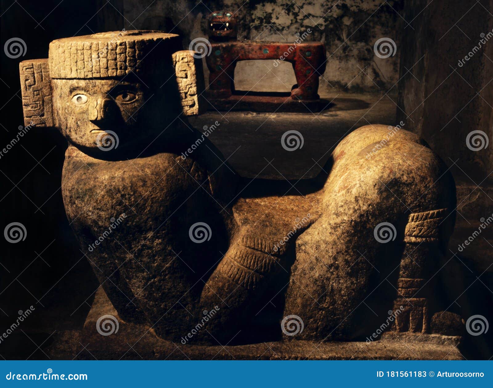 Chac Mool On Tlaloc Temple Platform. God Of Rain. Fragment Of Greater ...