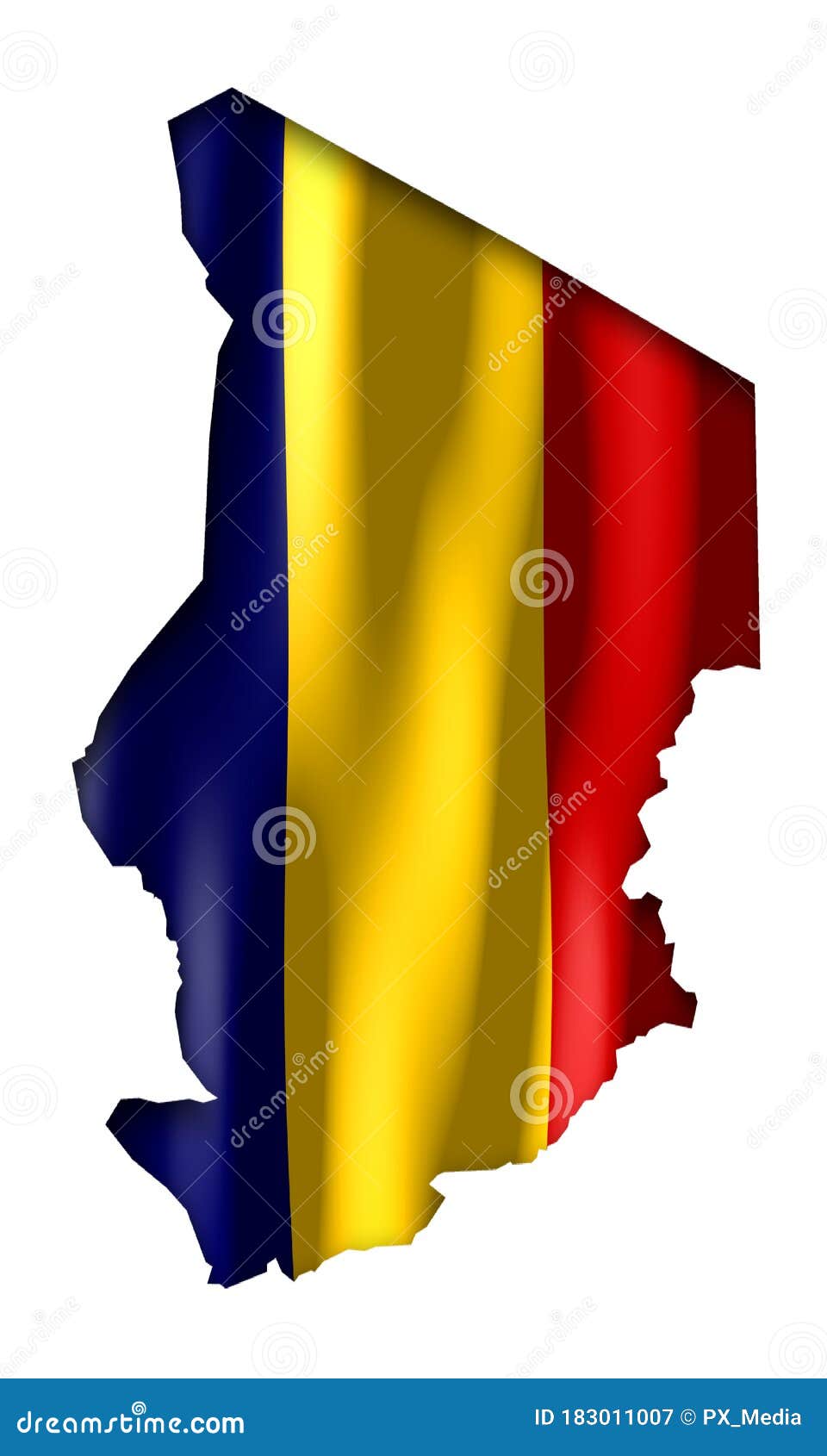 Chad - Country Flag and Border Shape Stock Illustration - Illustration ...