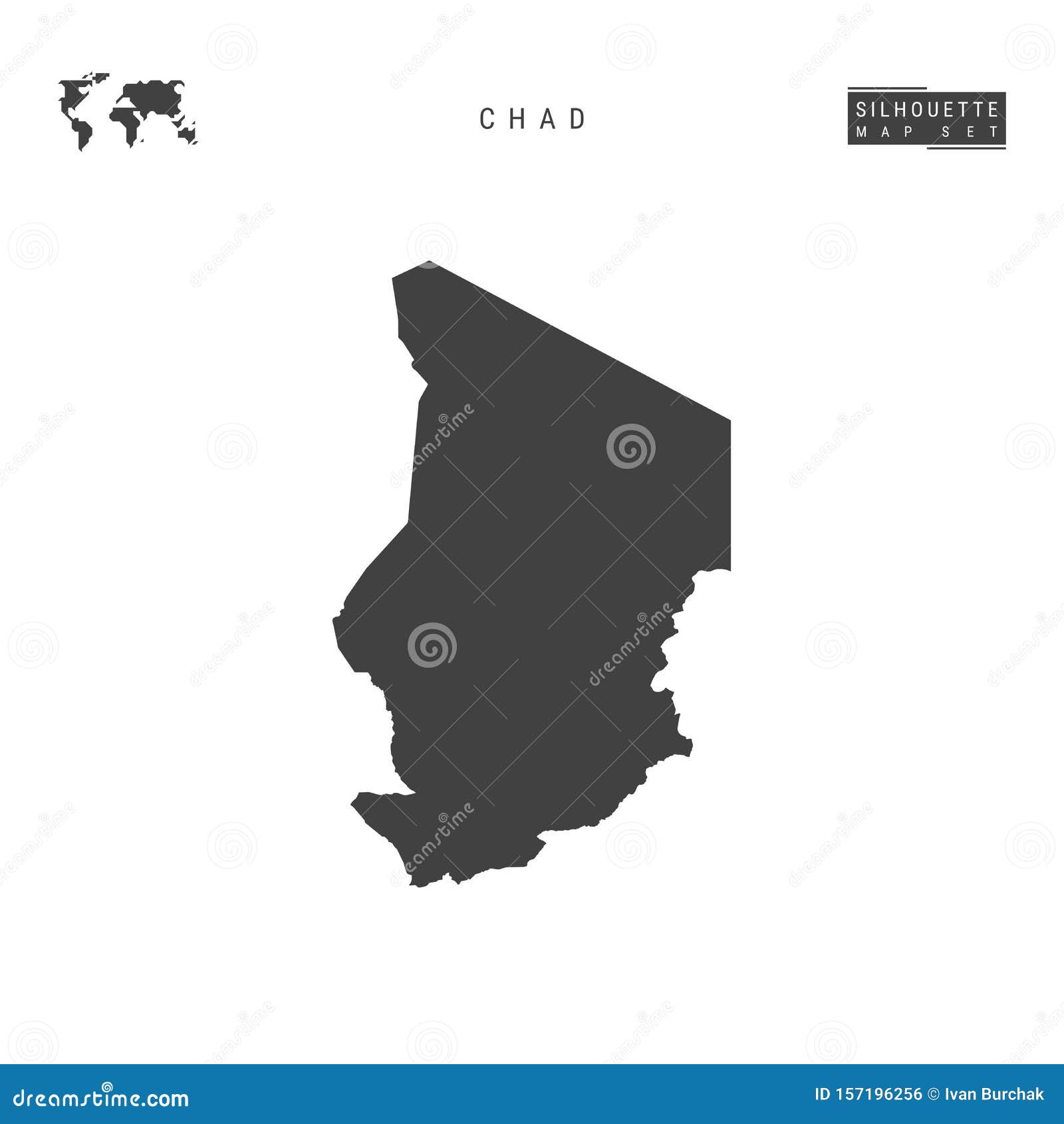 Chad Vector Map Isolated on White Background. High-Detailed Black ...