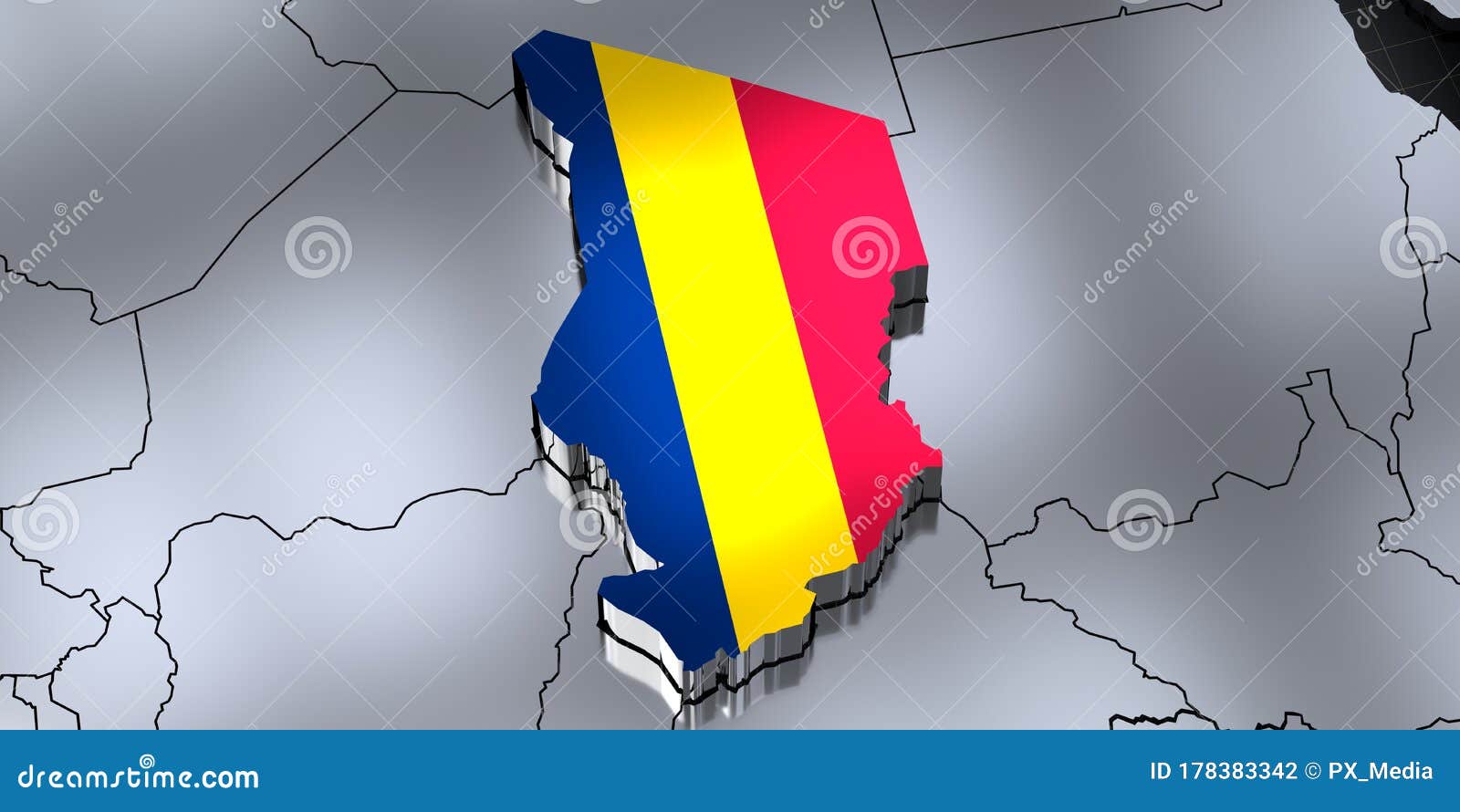 Chad - borders and flag stock illustration. Illustration of travel ...
