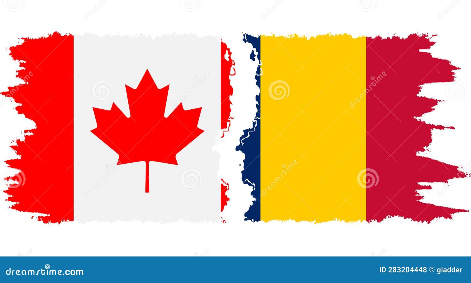 Chad and Canada Grunge Flags Connection Vector Stock Vector ...