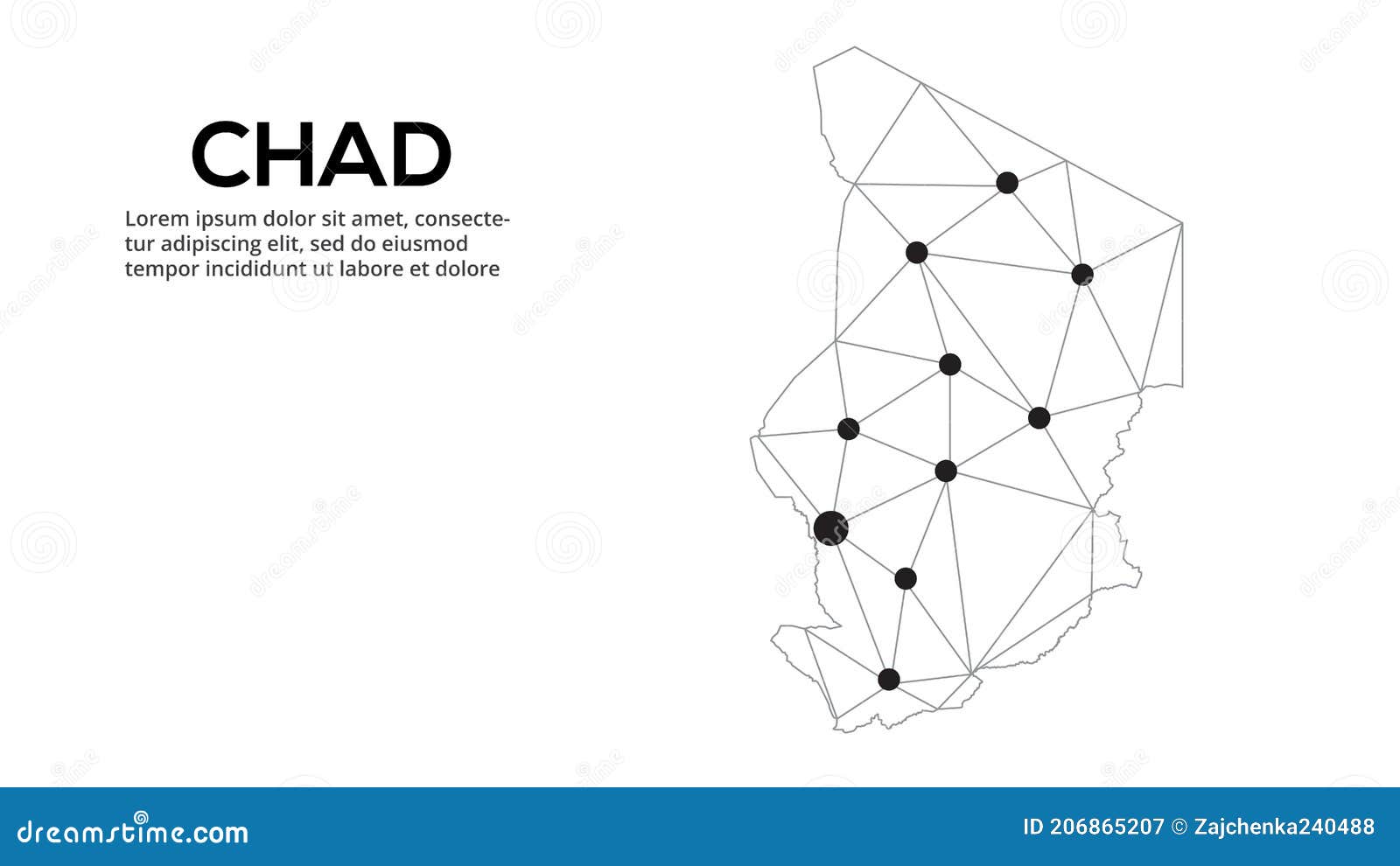 Chad Communication Network Map. Vector Image of a Low Poly Global Map ...