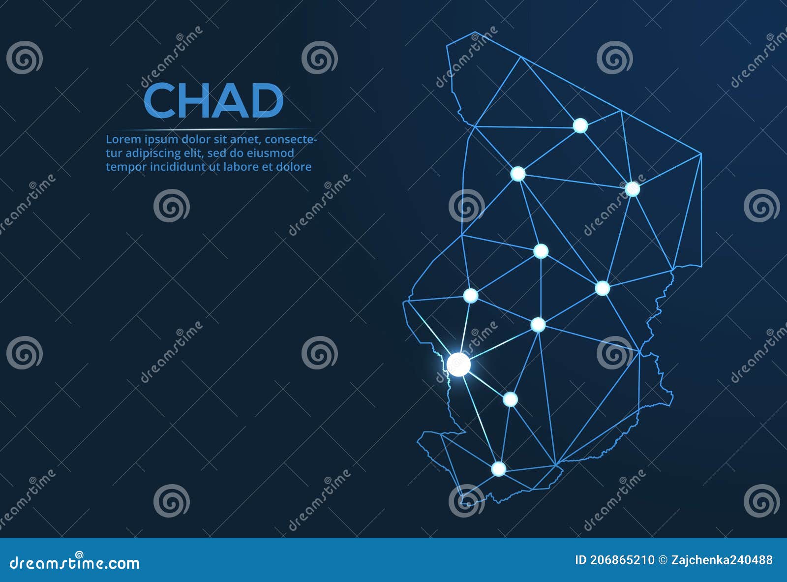 Chad Communication Network Map. Vector Image Of A Low Poly Global Map ...