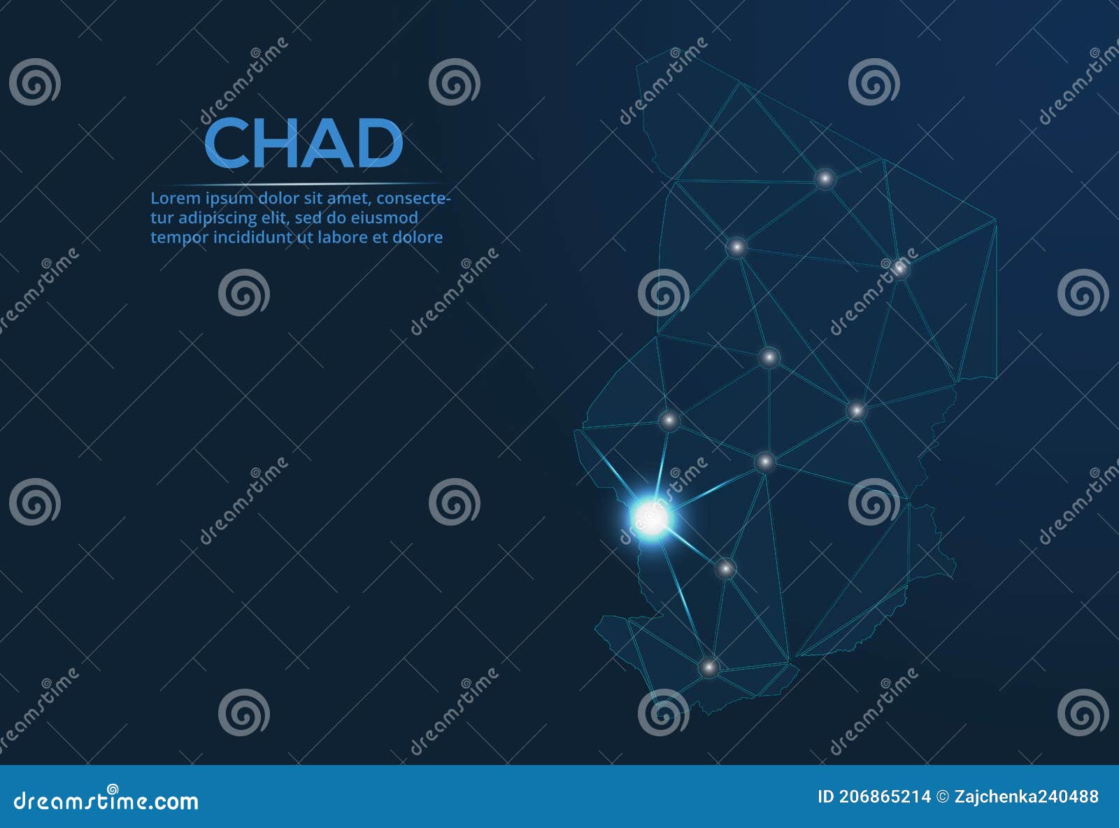 Chad Communication Network Map. Vector Image Of A Low Poly Global Map ...