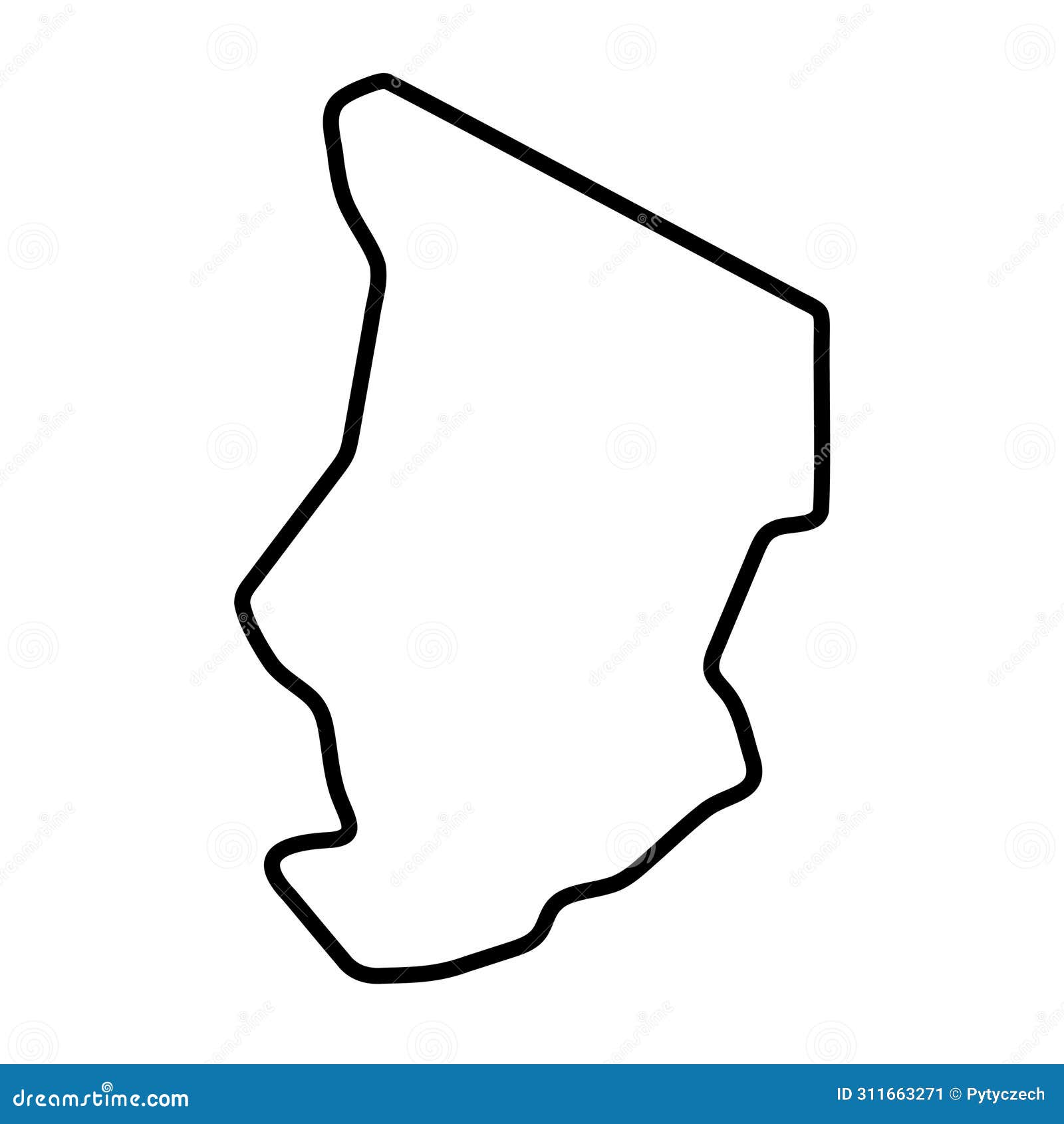 Chad Simplified Vector Outline Map Stock Vector - Illustration of ...