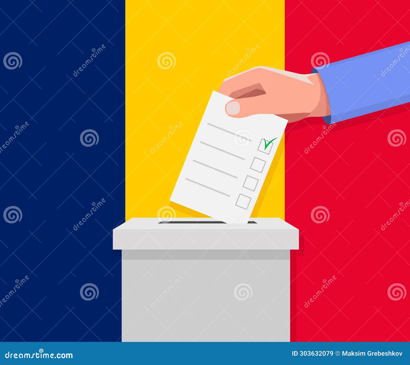 Chad Election Concept. Hand Puts Vote Bulletin Stock Illustration ...