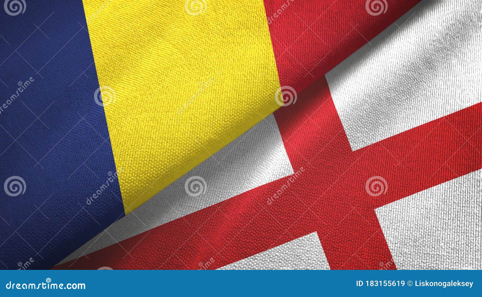Chad and England Two Flags Textile Cloth, Fabric Texture Stock ...