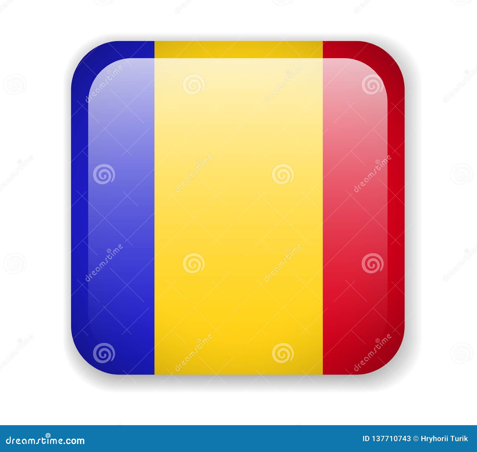 Chad Flag Bright Square Icon on a White Background Stock Vector ...