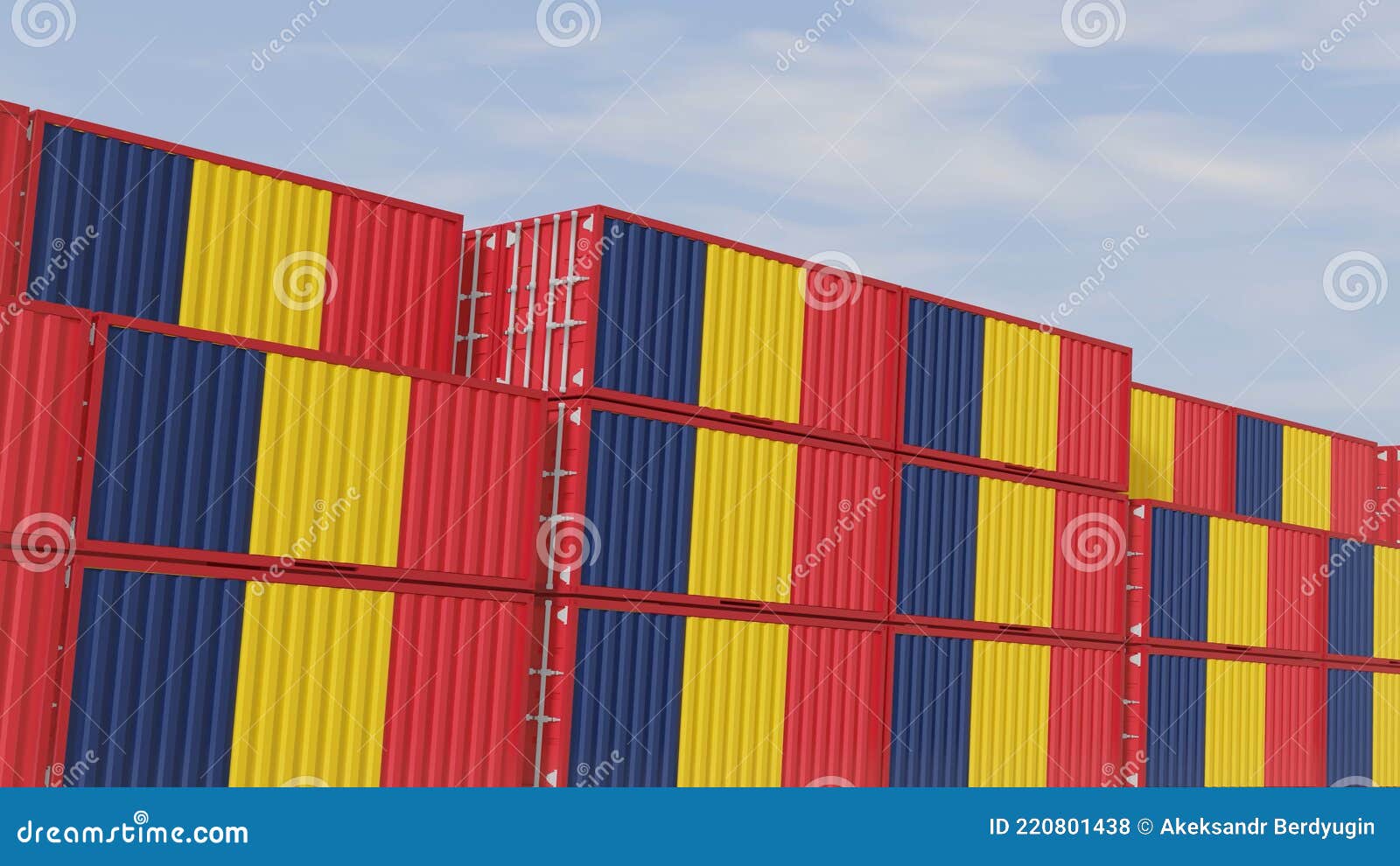 Chad Flag Containers are Located at the Container Terminal. Concept for ...