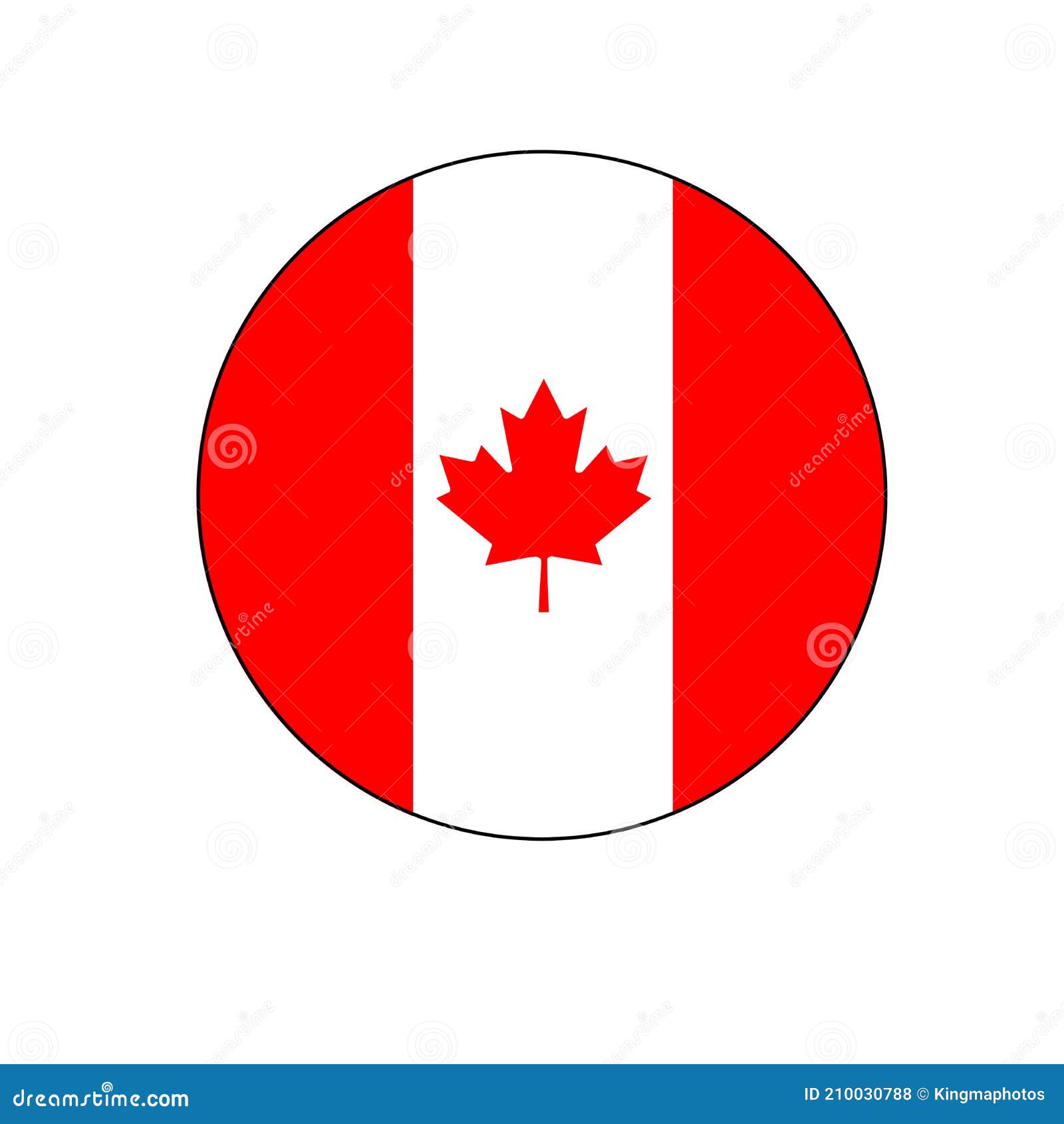 Canada Maple Leaf Red and White Flag in Wide Circle. Stock Vector ...