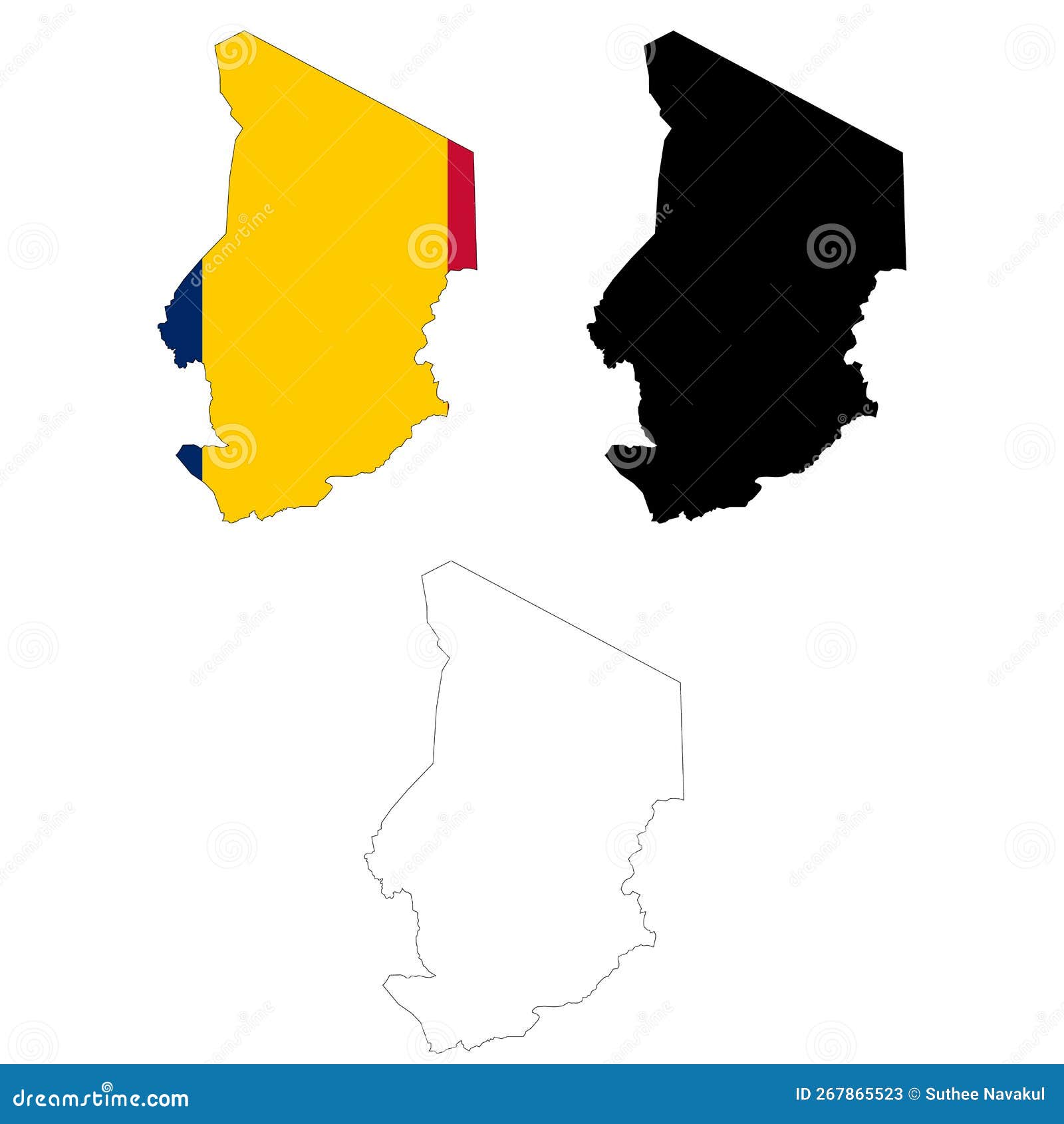 Chad Flag Map. Outline Map of Chad Sign. Chad Map Icon. Flat Style ...