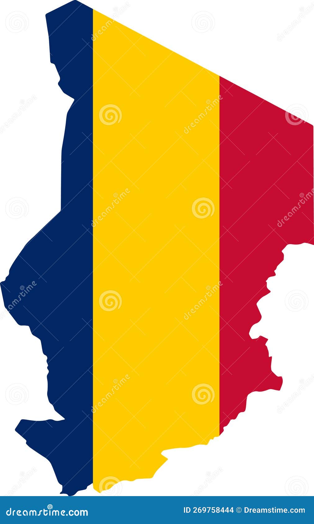 Chad Flag on Map on Transparent Background Stock Illustration ...