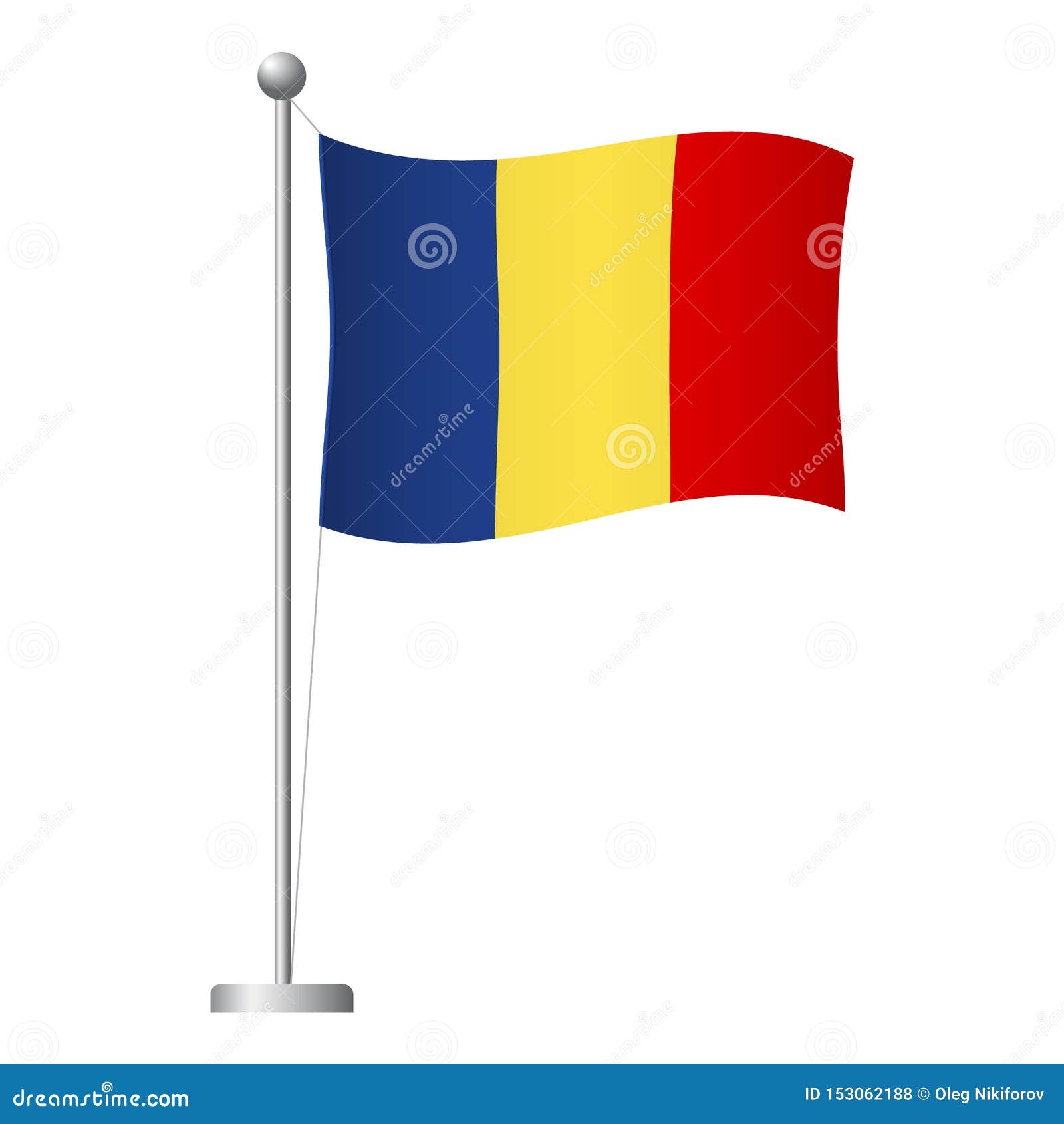 Chad flag on pole icon stock illustration. Illustration of celebration ...