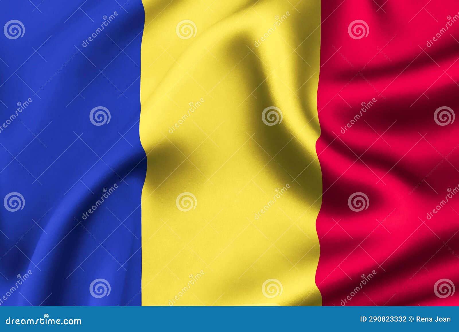 Chad Flag of Silk, Brazil Background. 3D Render Stock Illustration ...