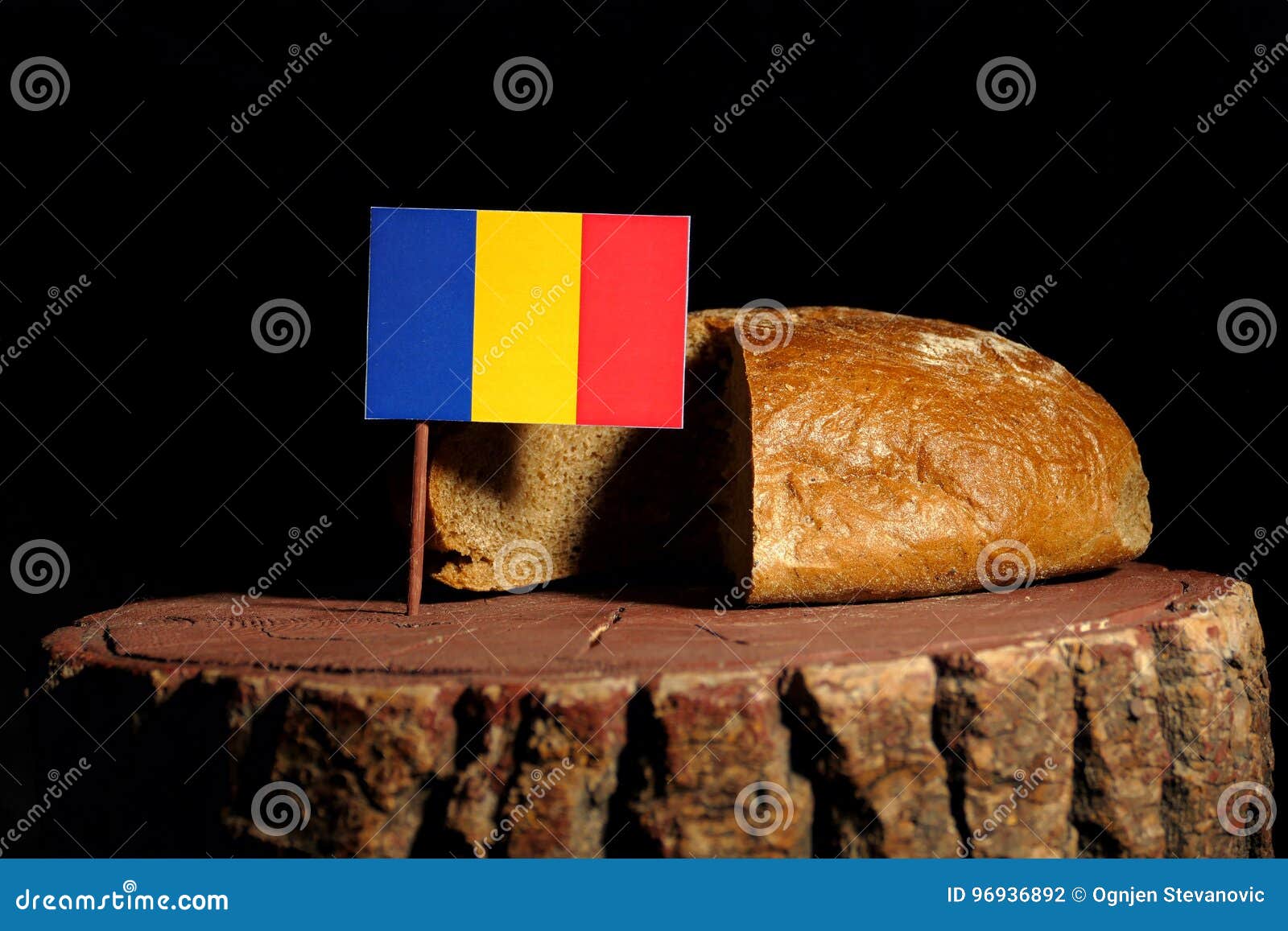 Chad Flag on a Stump with Bread Stock Photo - Image of nature, food ...